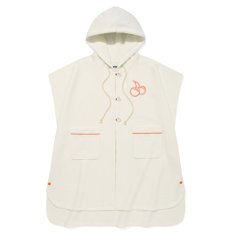 ミドルチェリービーチフーディーポンチョ【アイボリー】