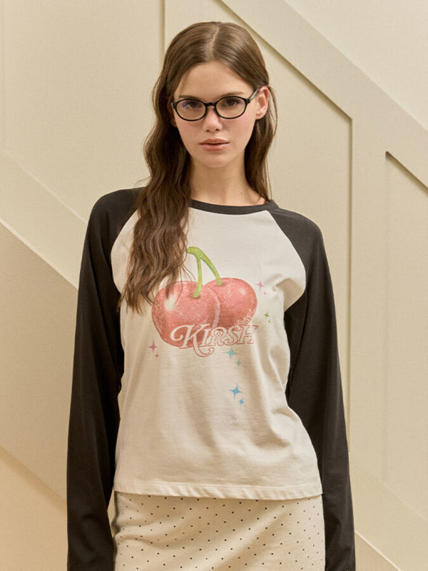 KIRSH MELLOW グラフィックラグランロングスリーブ【ホワイト】